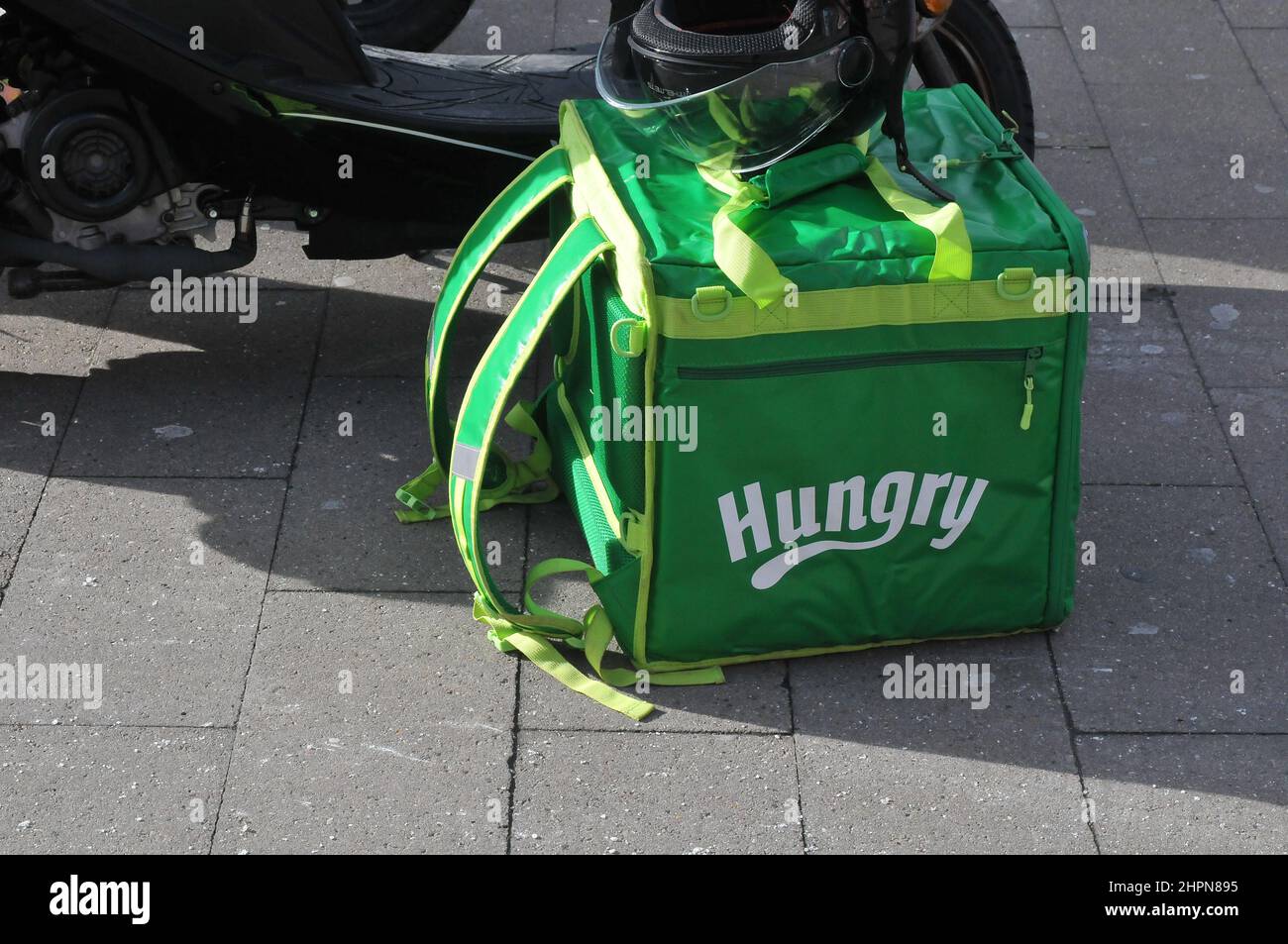 Copenhagen/Denmark./22 February 2022/.Hungry food delivery in danish ...