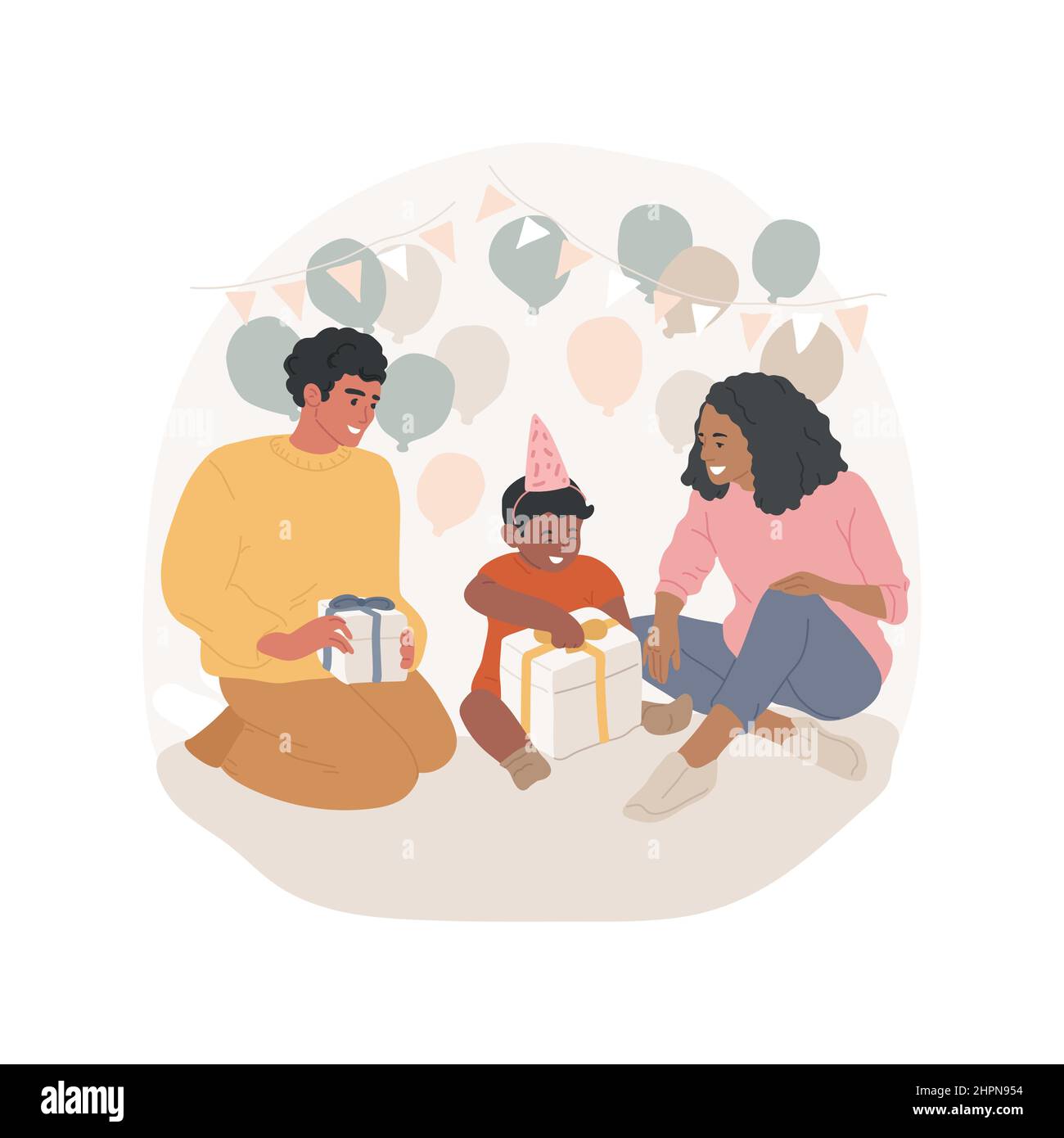 Getting Birthday presents isolated cartoon vector illustration Family ...