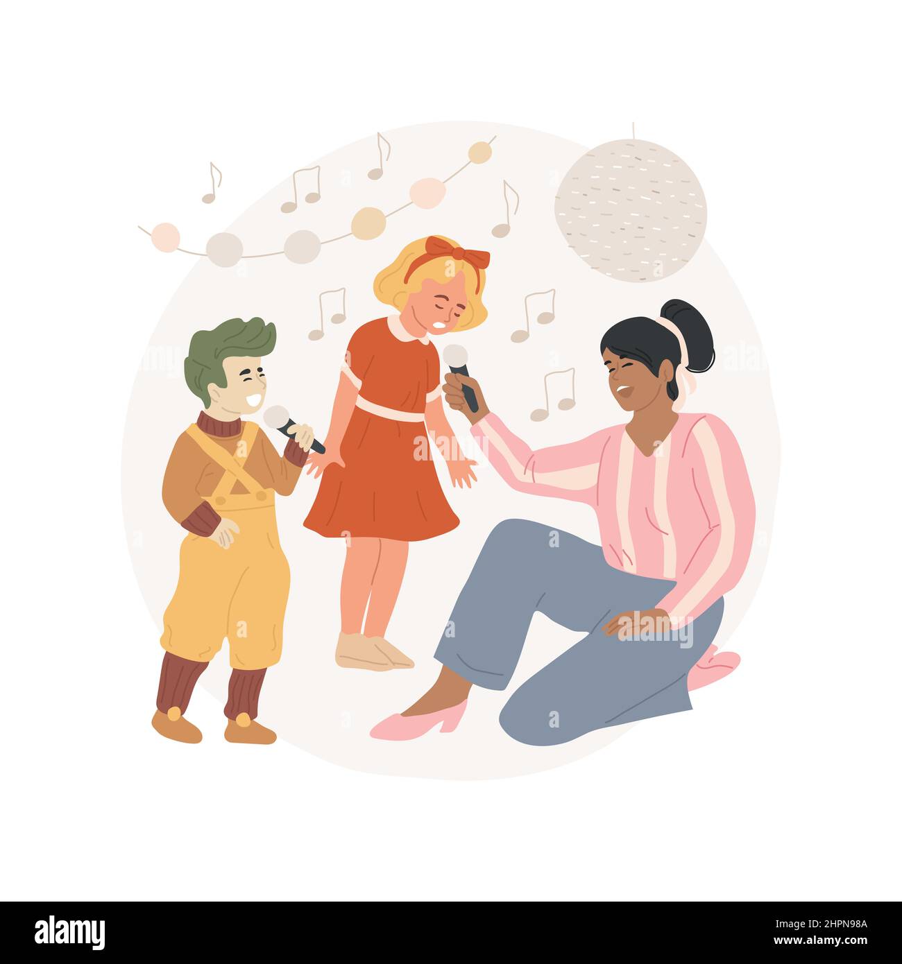 Singing with children isolated cartoon vector illustration Karaoke ...