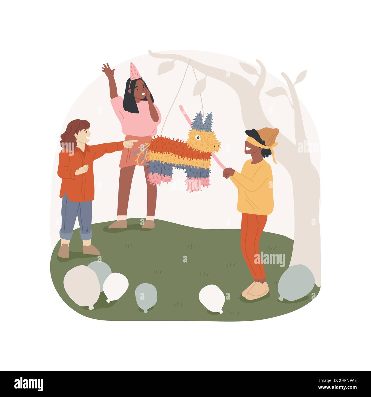 Pinata isolated cartoon vector illustration Birthday game, celebration ...