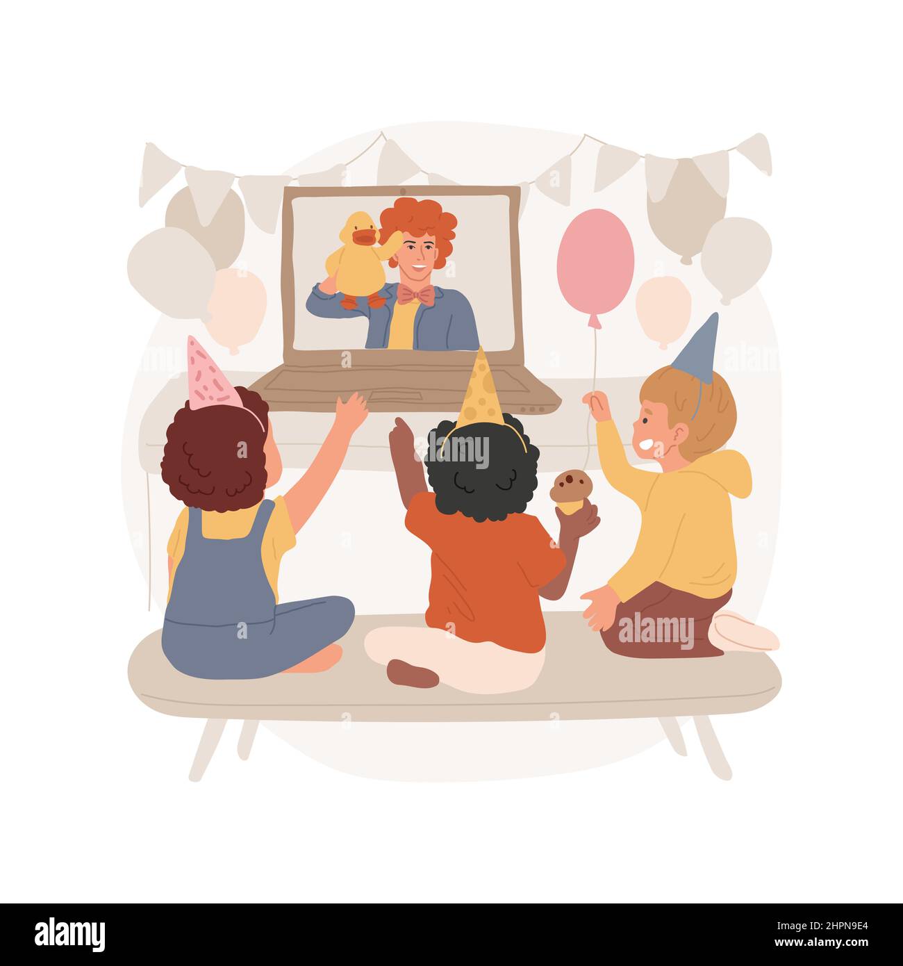 Virtual party isolated cartoon vector illustration Online celebration ...