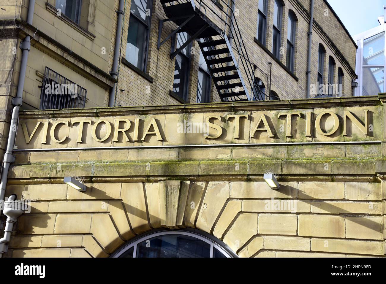 The exterior of Victoria Railway Station in Manchester, uk, a combined ...