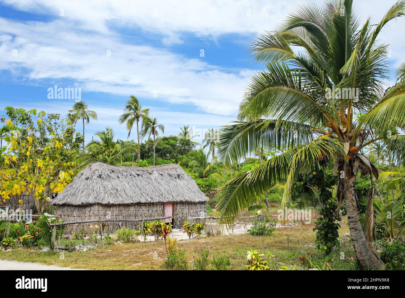 Traditional Kanak house on Ouvea Island, Loyalty Islands, New Caledonia ...