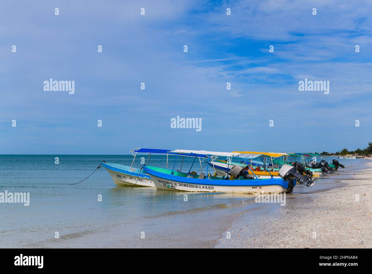 Beach, Celestun fishing village, Yucatan coast, Mexico Stock Photo - Alamy