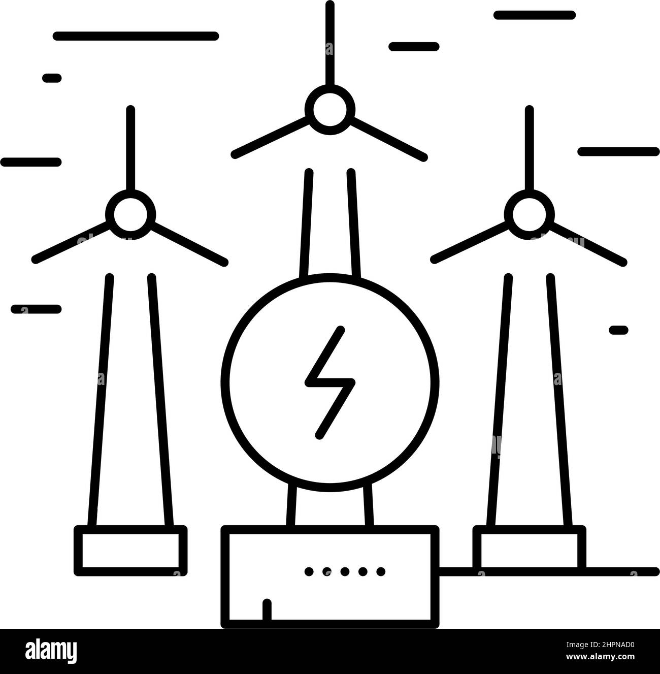 wind electricity construction line icon vector illustration Stock ...