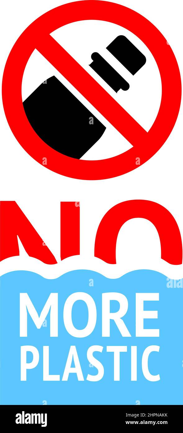 No more plastic bottle forbidden banner, modern prohibited sticker ...
