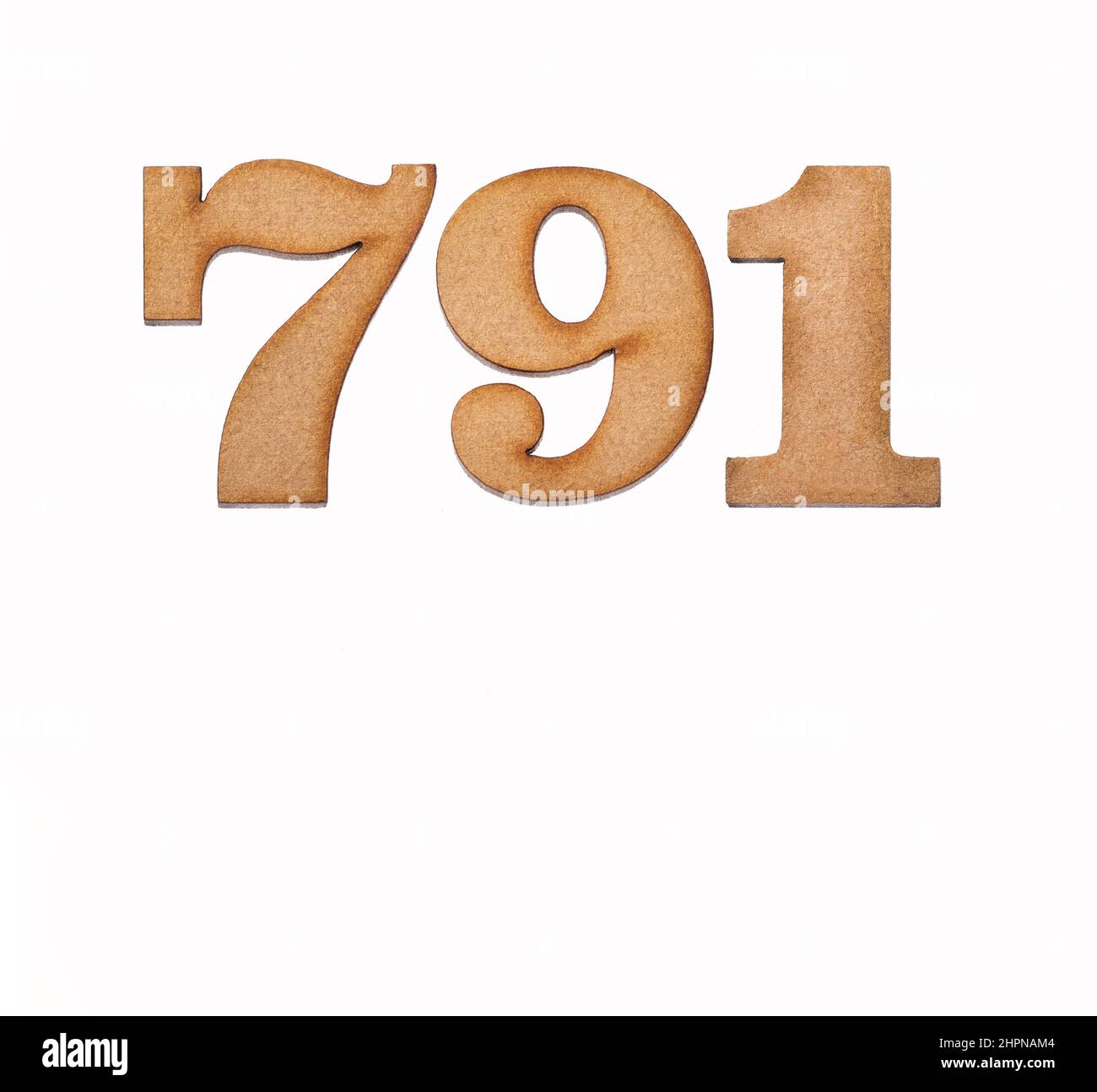 Number 791 in wood, isolated on white background Stock Photo - Alamy