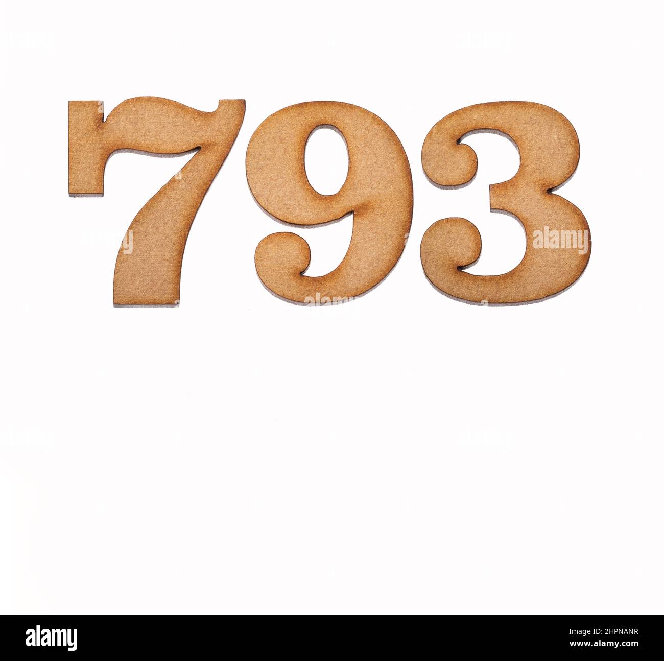 Number 793 in wood, isolated on white background Stock Photo - Alamy