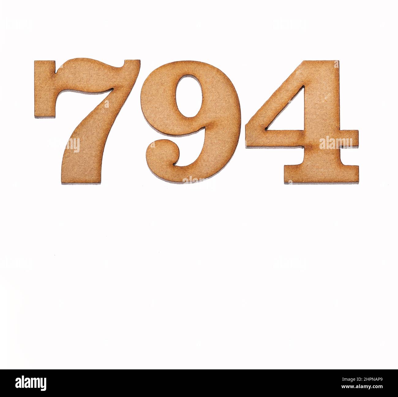 Number 794 - Piece of wood isolated on white background Stock Photo - Alamy