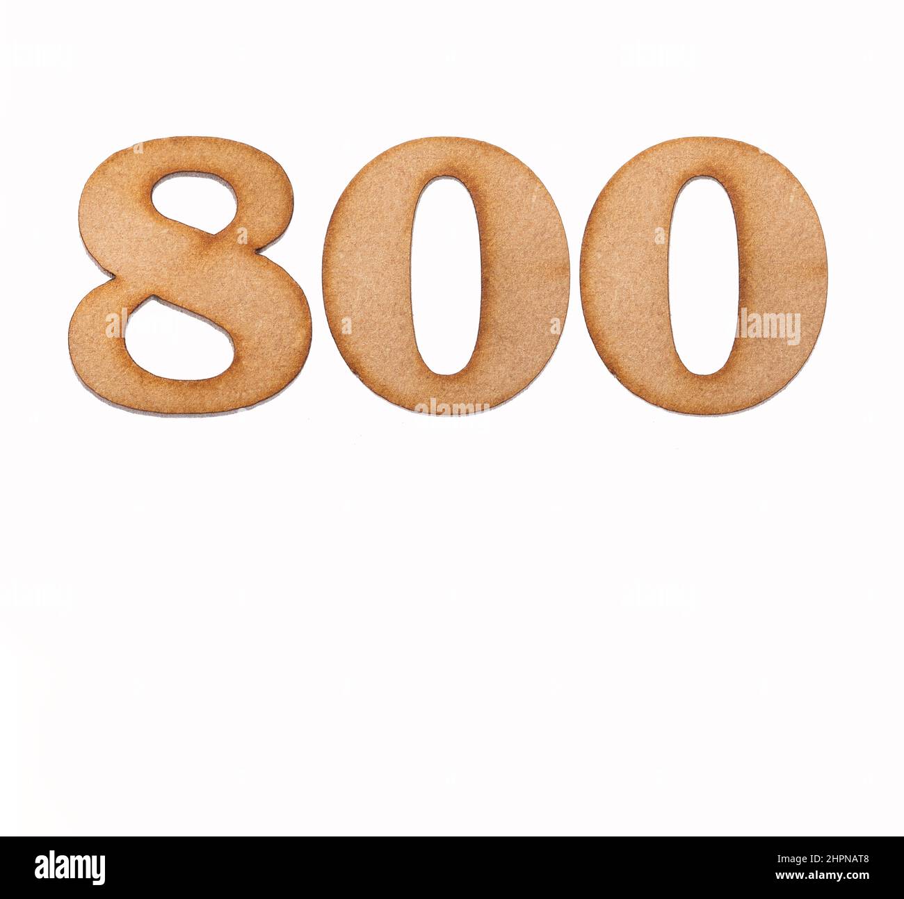 Number 800 - Piece of wood isolated on white background Stock Photo - Alamy