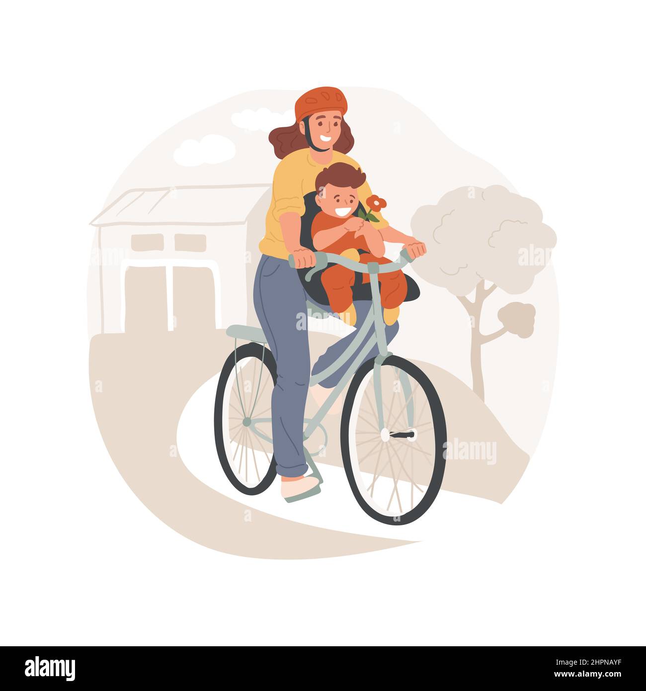 Cycling with a baby isolated cartoon vector illustration Active family ...
