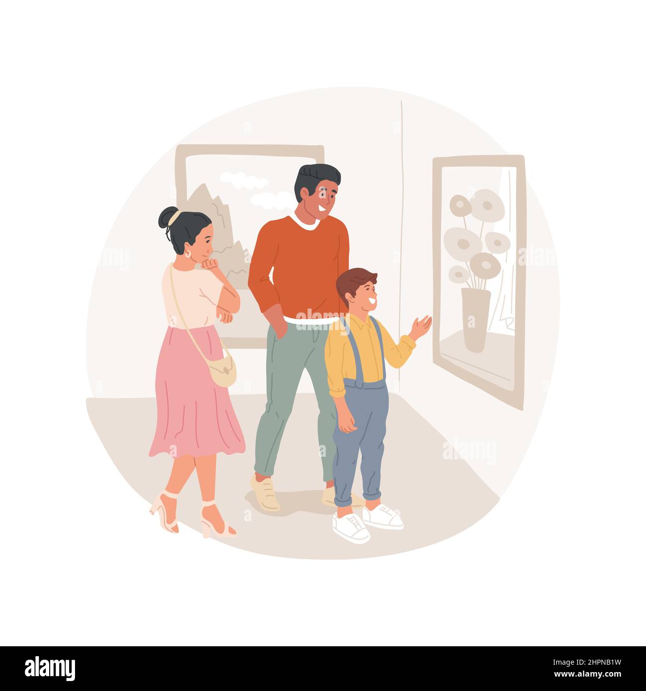 Art museum isolated cartoon vector illustration Family standing in ...