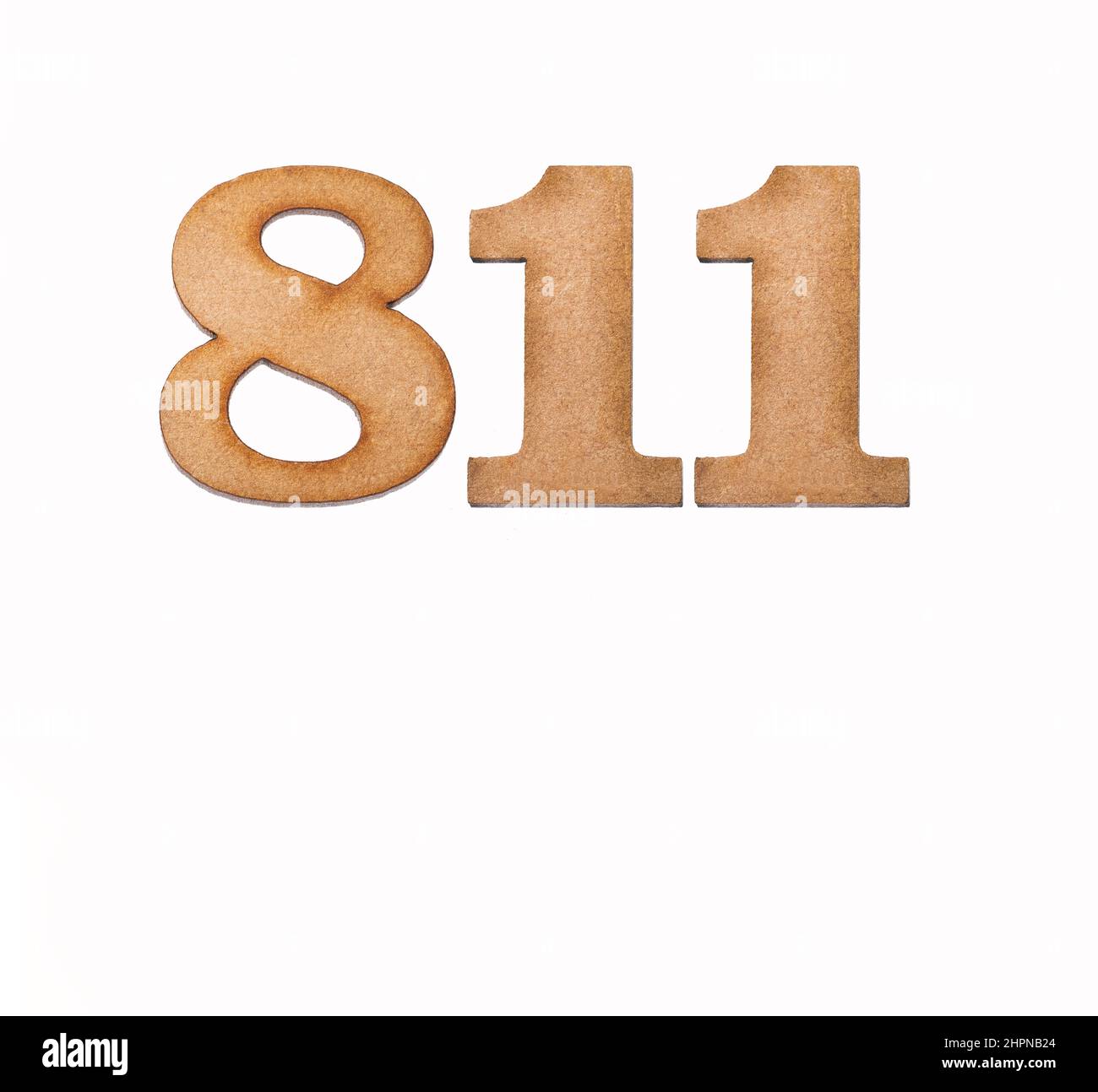 Number 811 in wood, isolated on white background Stock Photo - Alamy