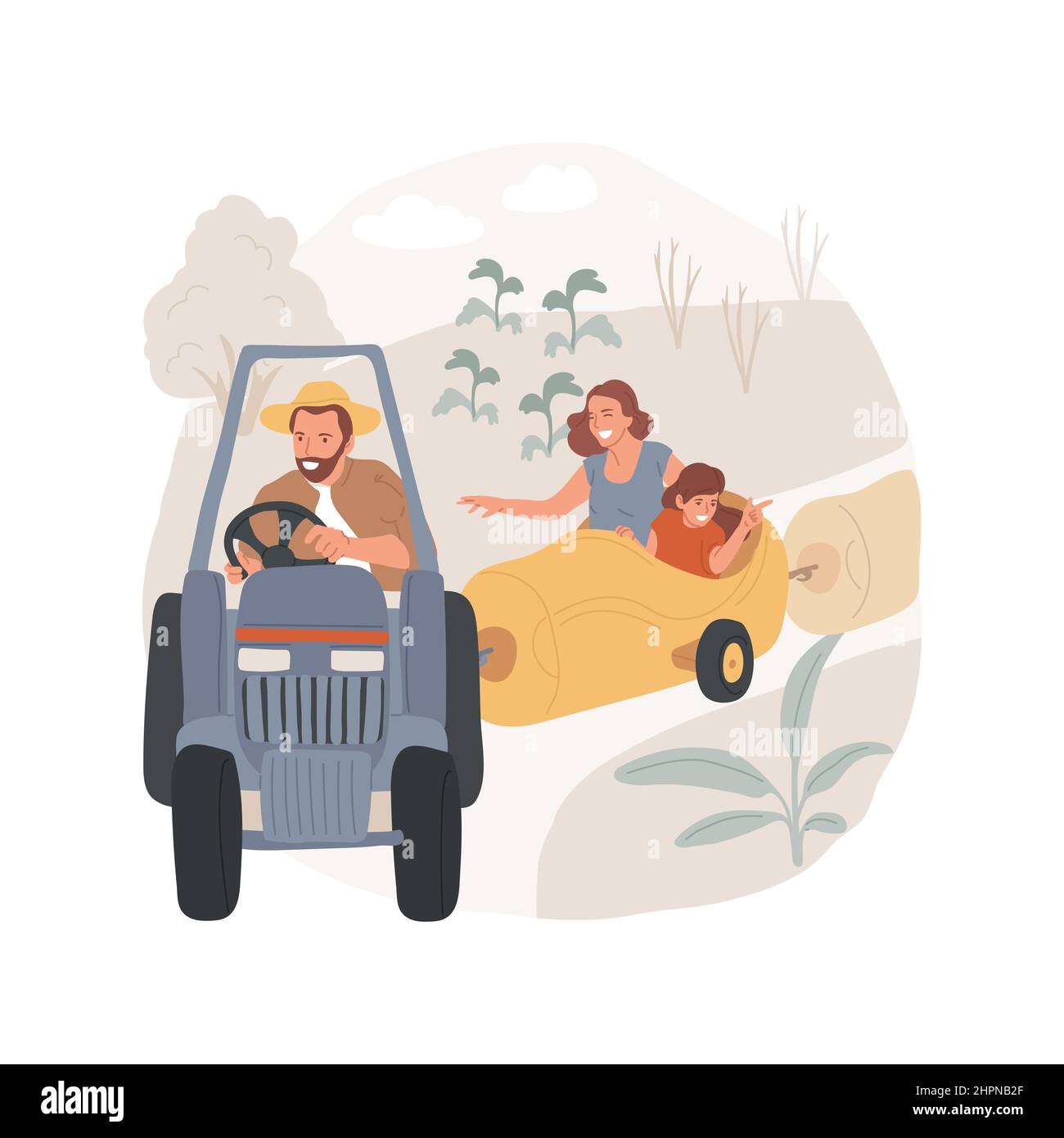 Farm tractor train ride isolated cartoon vector illustration Tractor ...