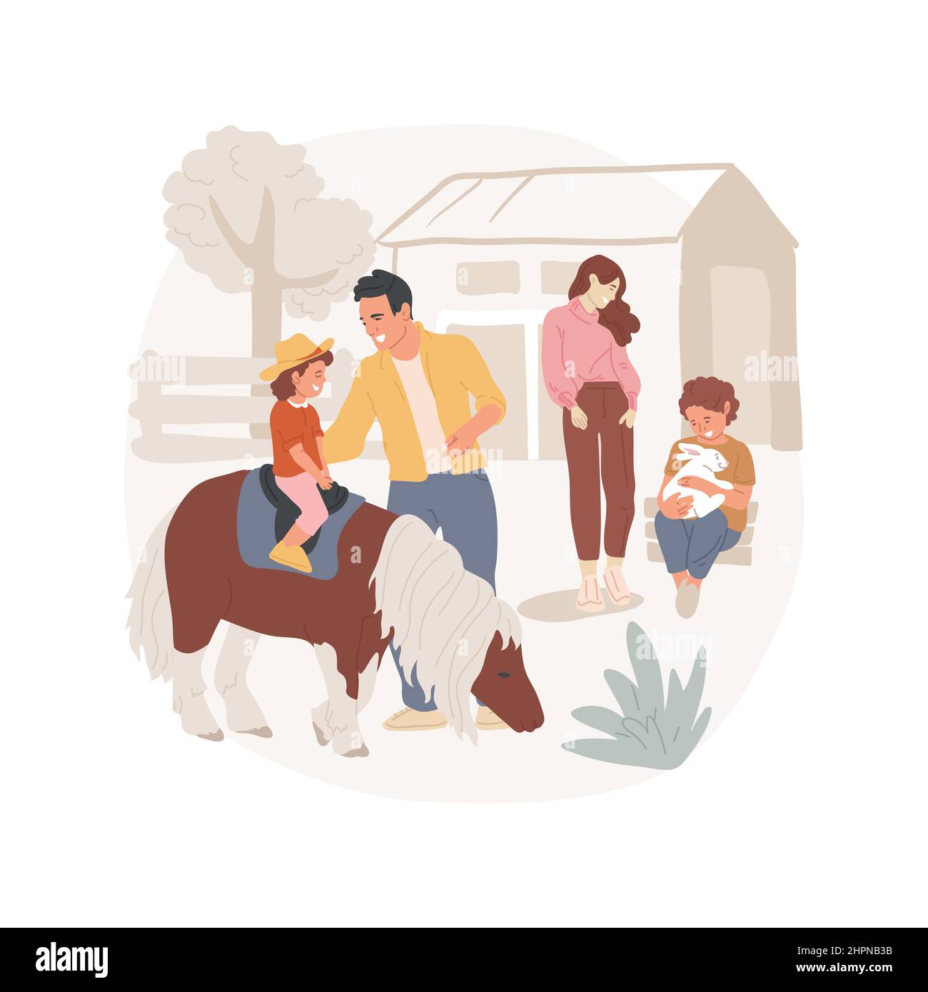 Ranch isolated cartoon vector illustration Family visiting ranch, kid ...