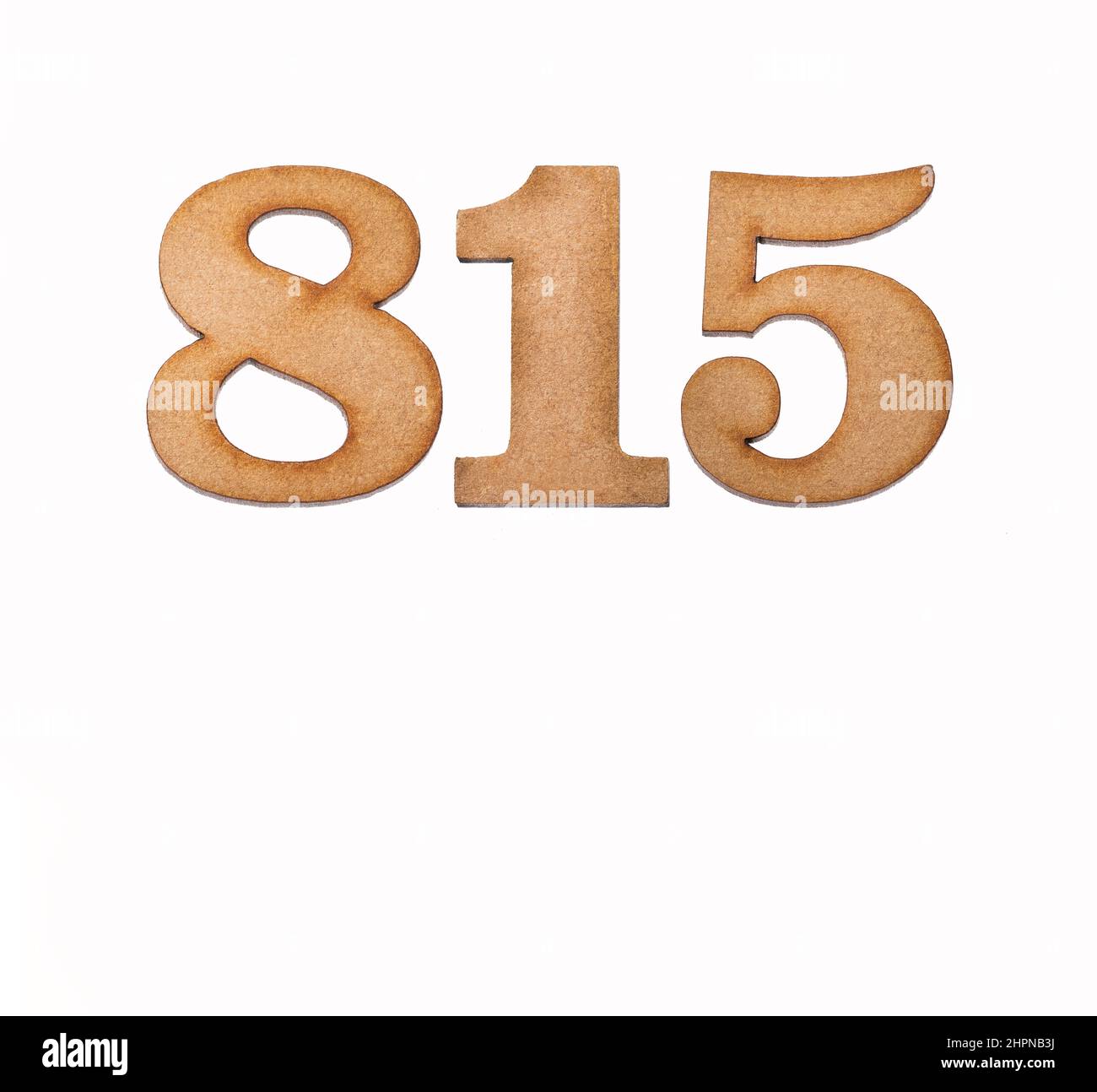 Number 815 in wood, isolated on white background Stock Photo - Alamy