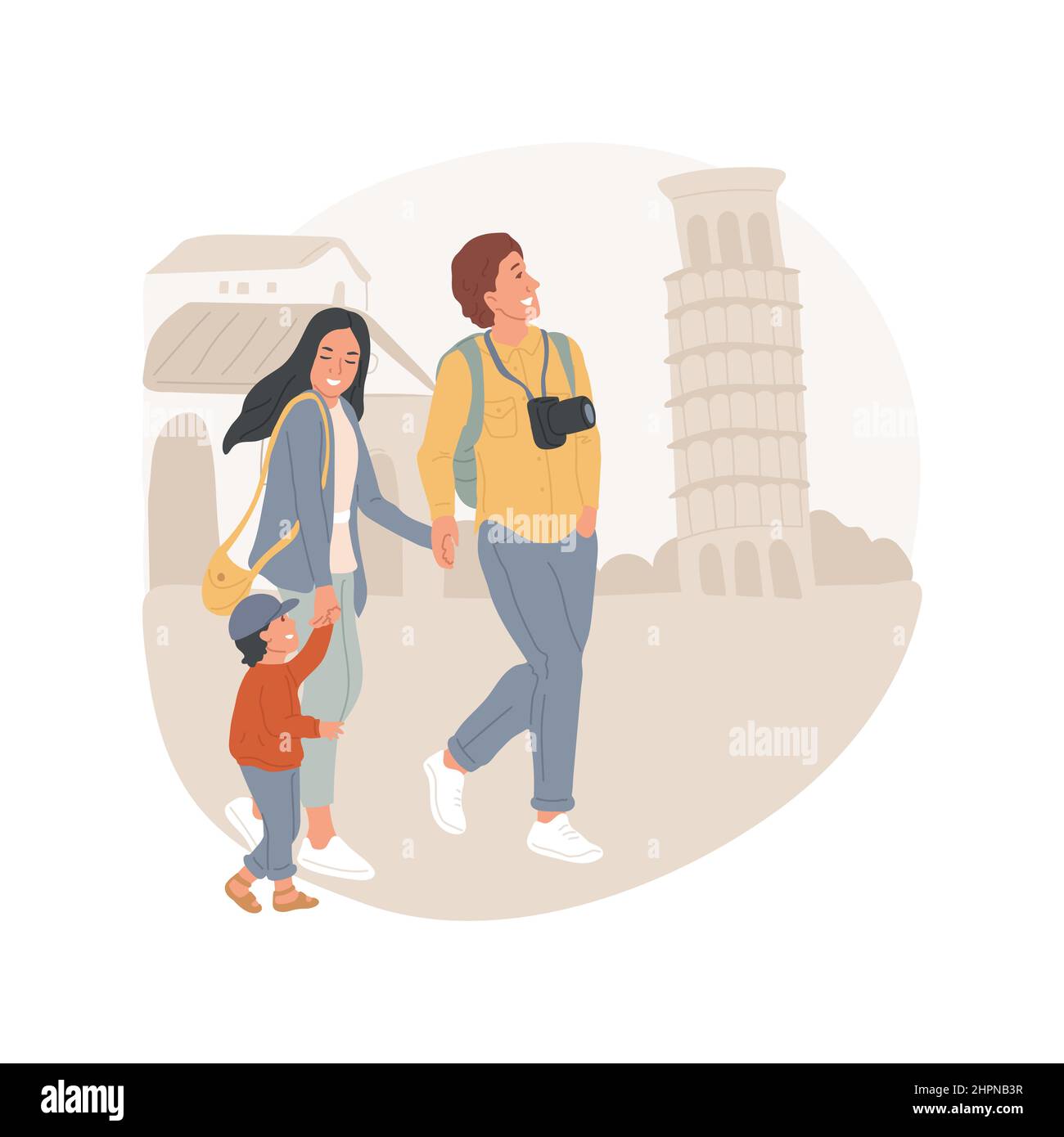 Sightseeing isolated cartoon vector illustration City tourism, family ...