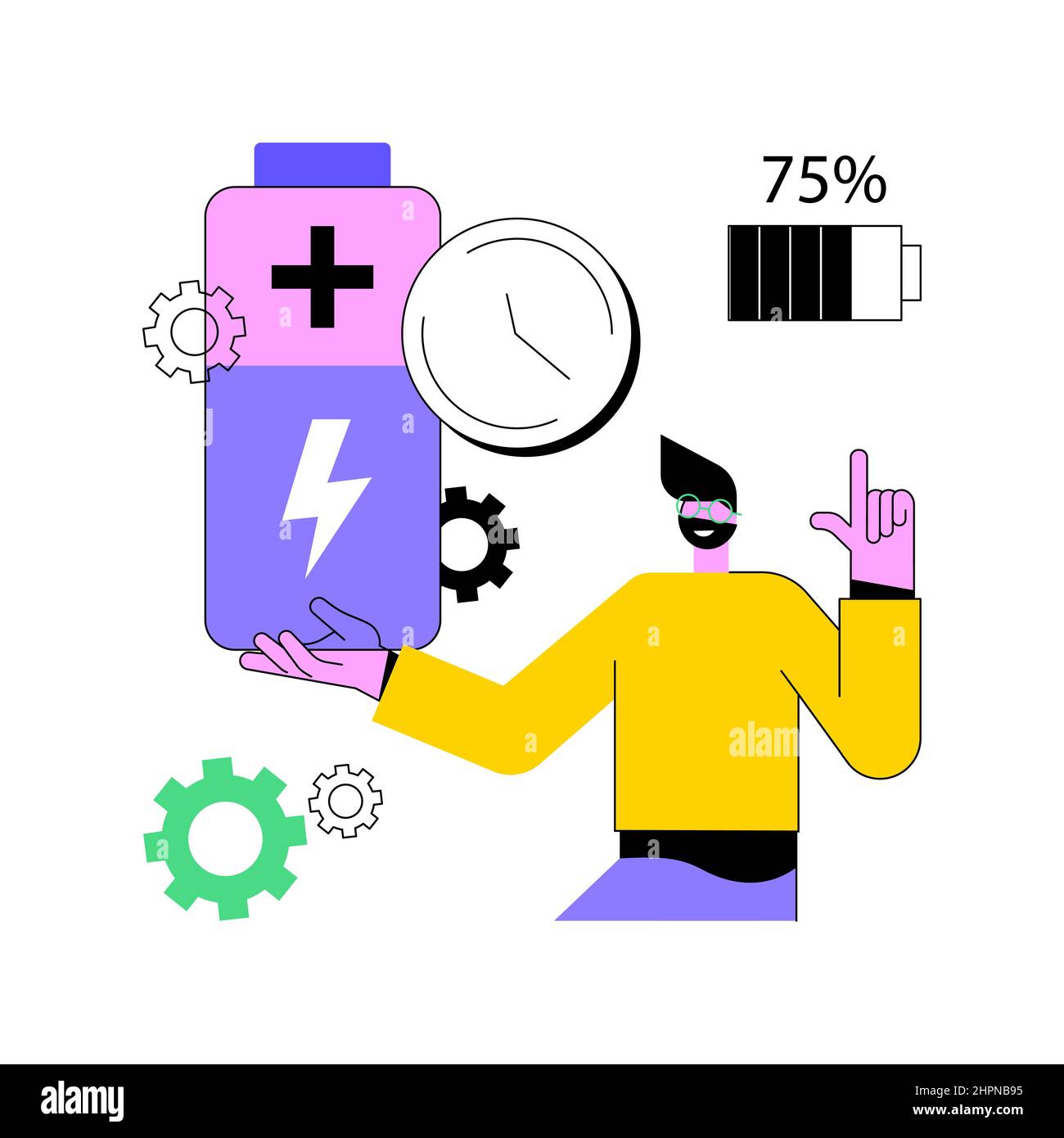 Battery runtime abstract concept vector illustration. Battery ...