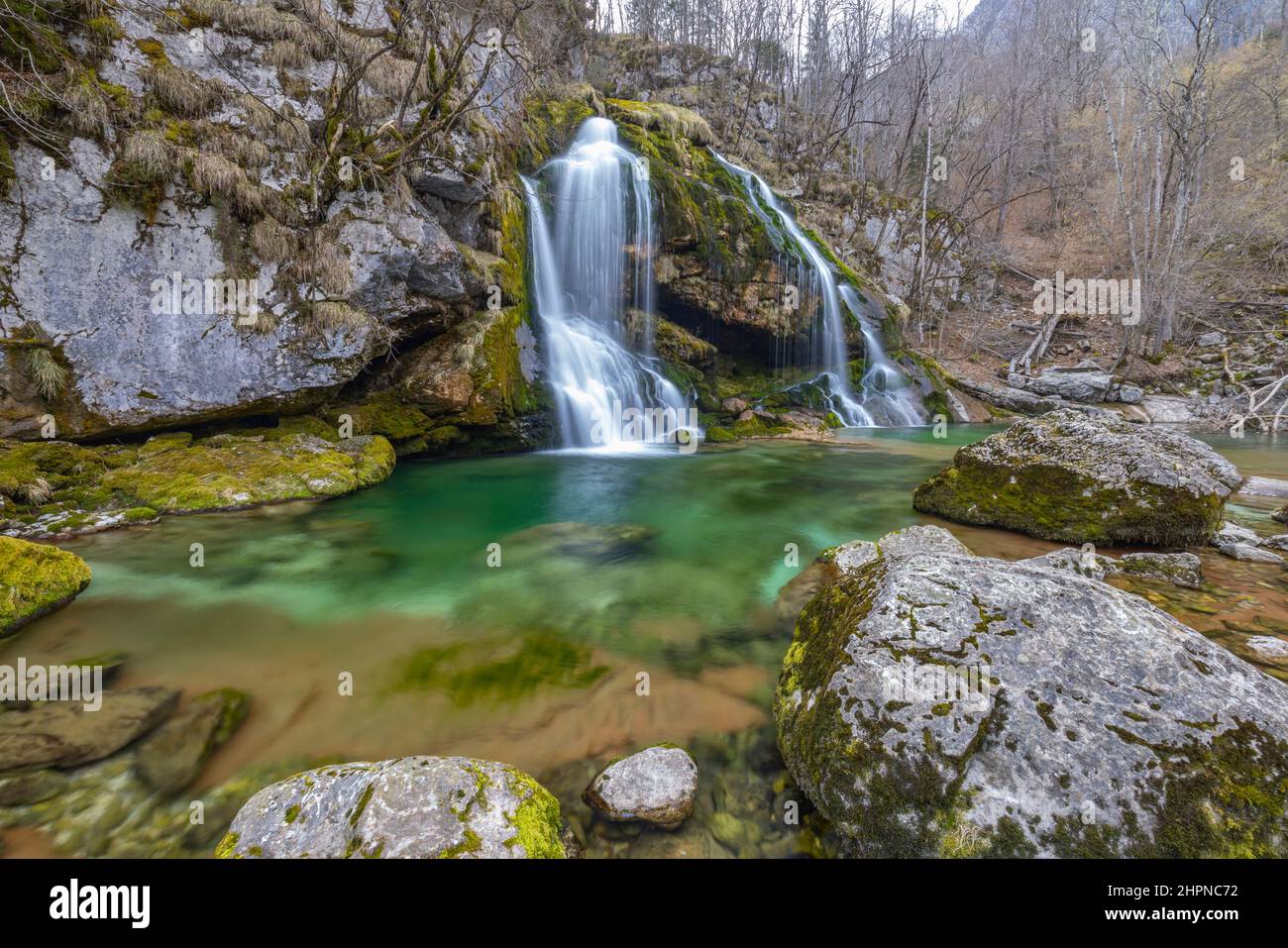Waterfall Virje (Slap Virje), Triglavski national park, Slovenia Stock ...