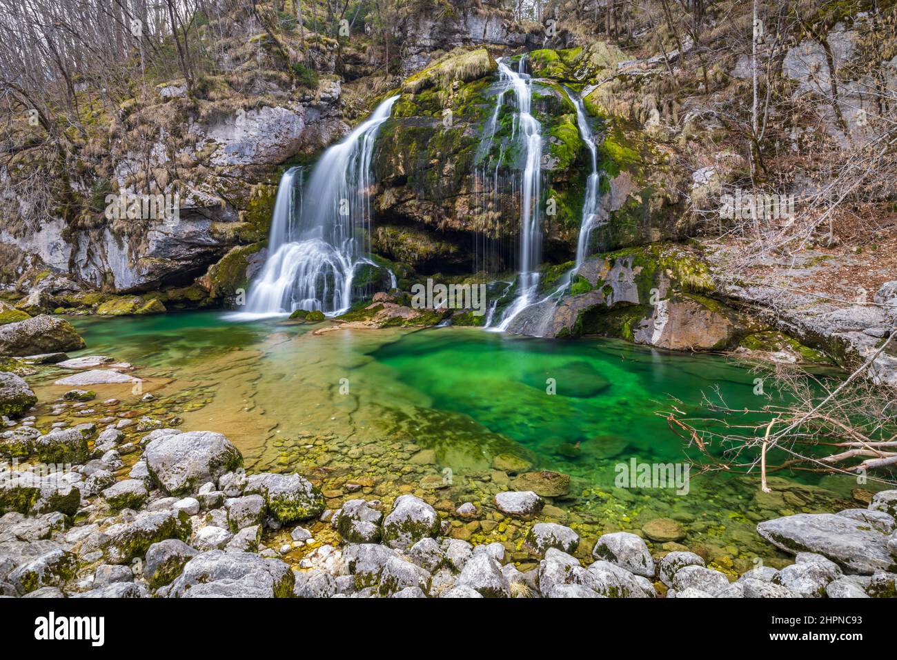 Waterfall Virje (Slap Virje), Triglavski national park, Slovenia Stock ...