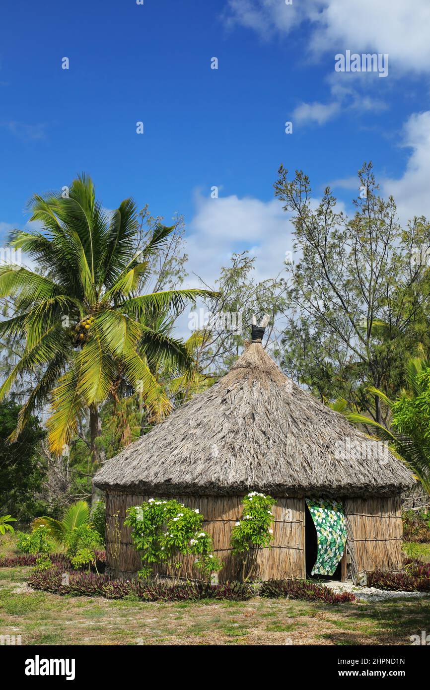Traditional Kanak house on Ouvea Island, Loyalty Islands, New Caledonia ...