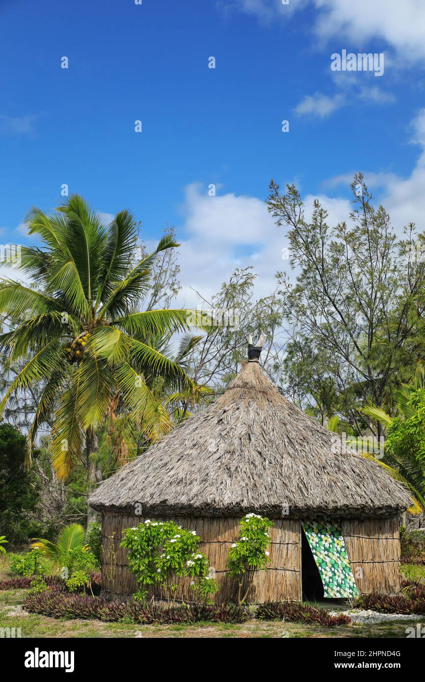 Traditional Kanak house on Ouvea Island, Loyalty Islands, New Caledonia ...