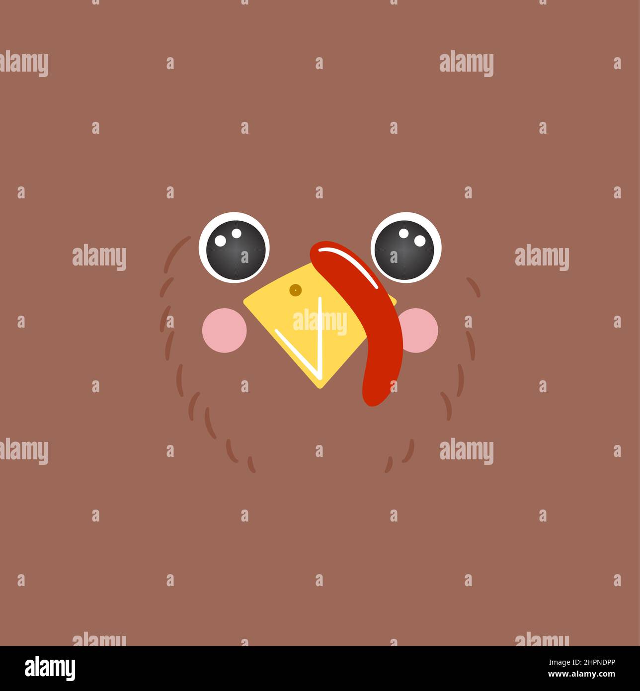 Cute turkey portrait square smile head cartoon round shape animal face ...
