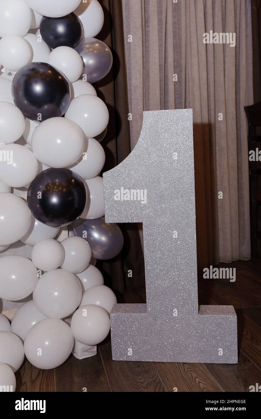 Wedding arch made of colorful inflatable balloons. Celebration of a ...