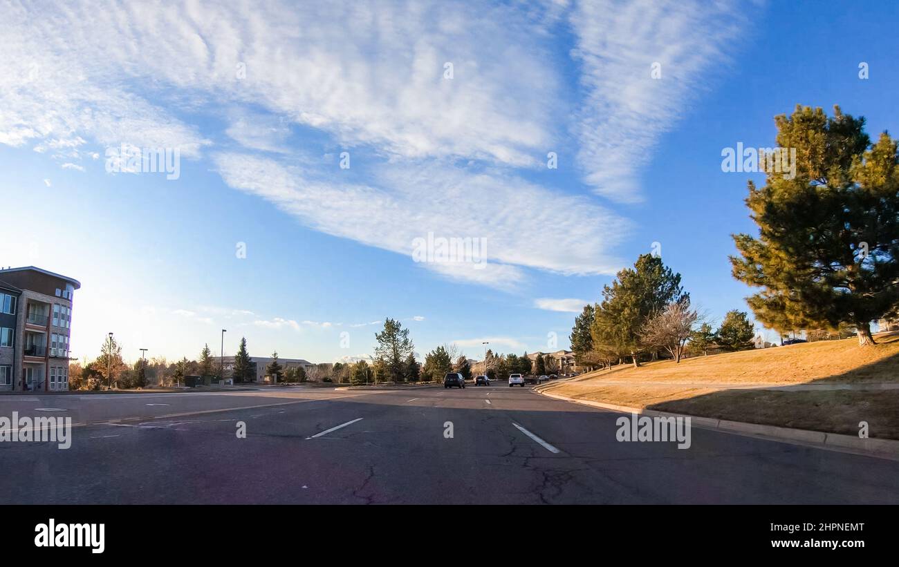 Driving on typical paved roads in suburban America Stock Photo - Alamy