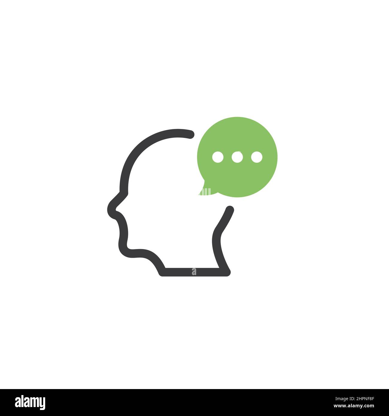 Thinking Icon man bubble idea. Vector person think symbol customer ...