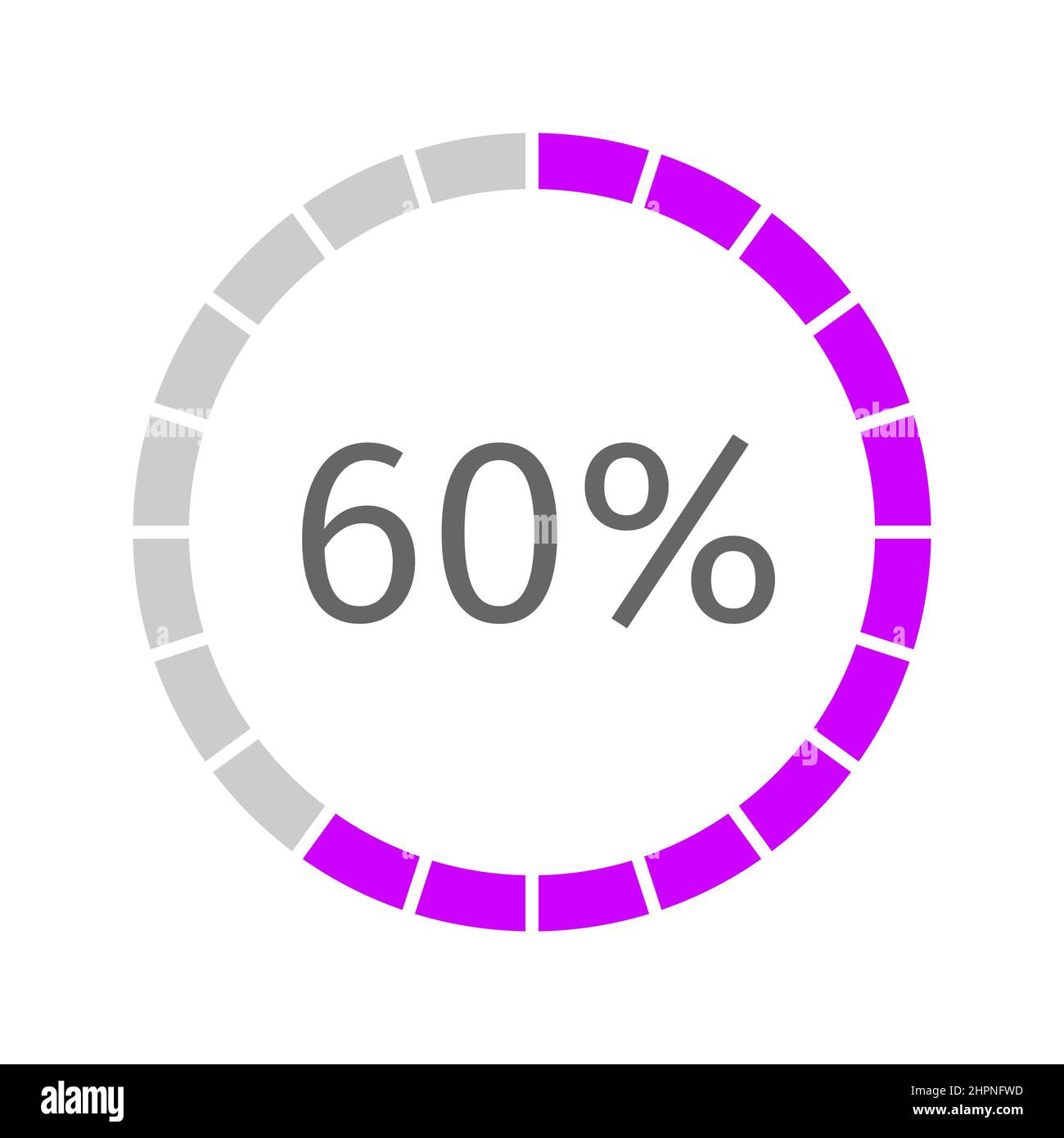 Transfer, progress, waiting or downloading icon with 60 percent filled ...