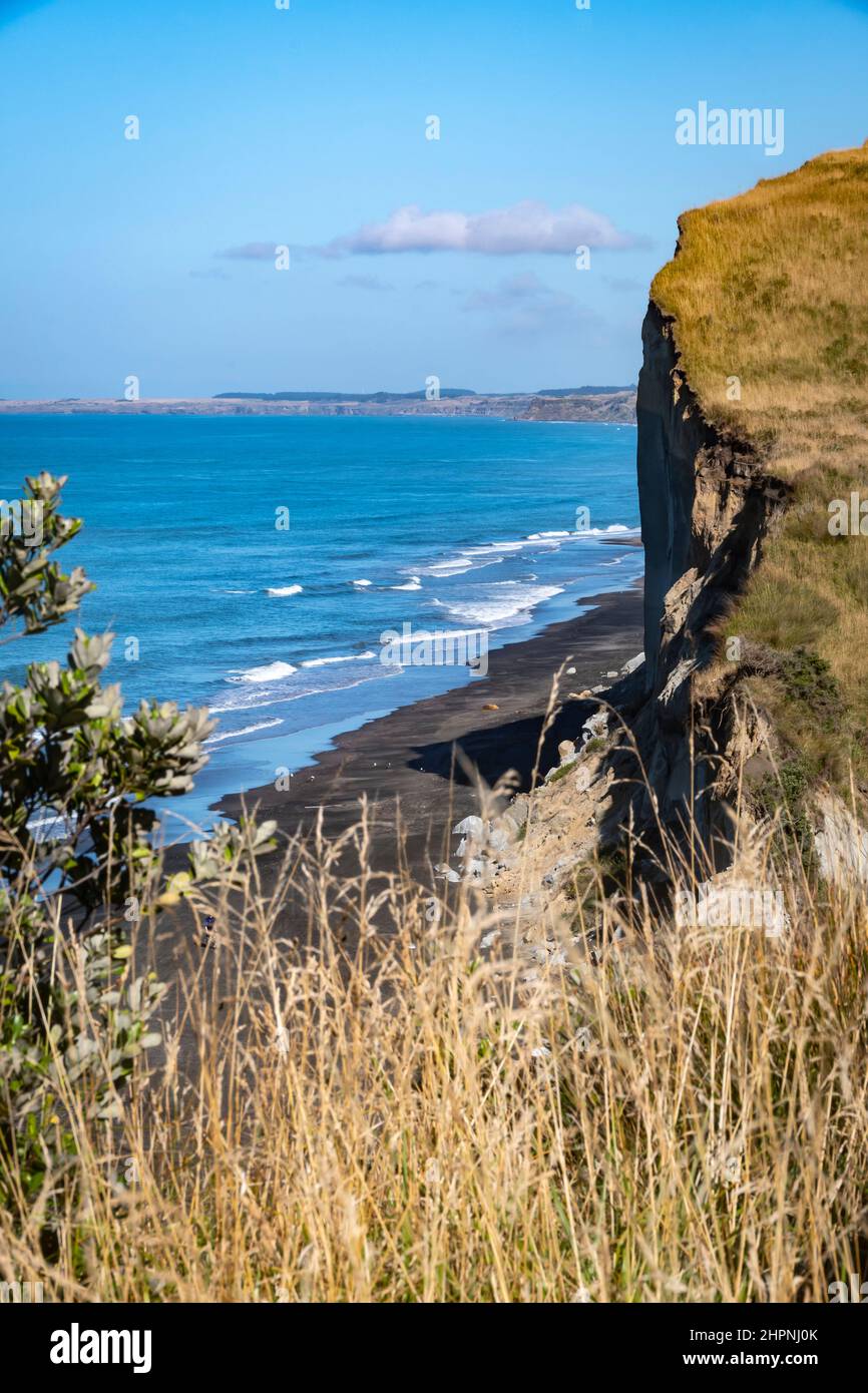 Beach and cliffs, Kai Iwi Beach, near Wanganui, North Island, New ...
