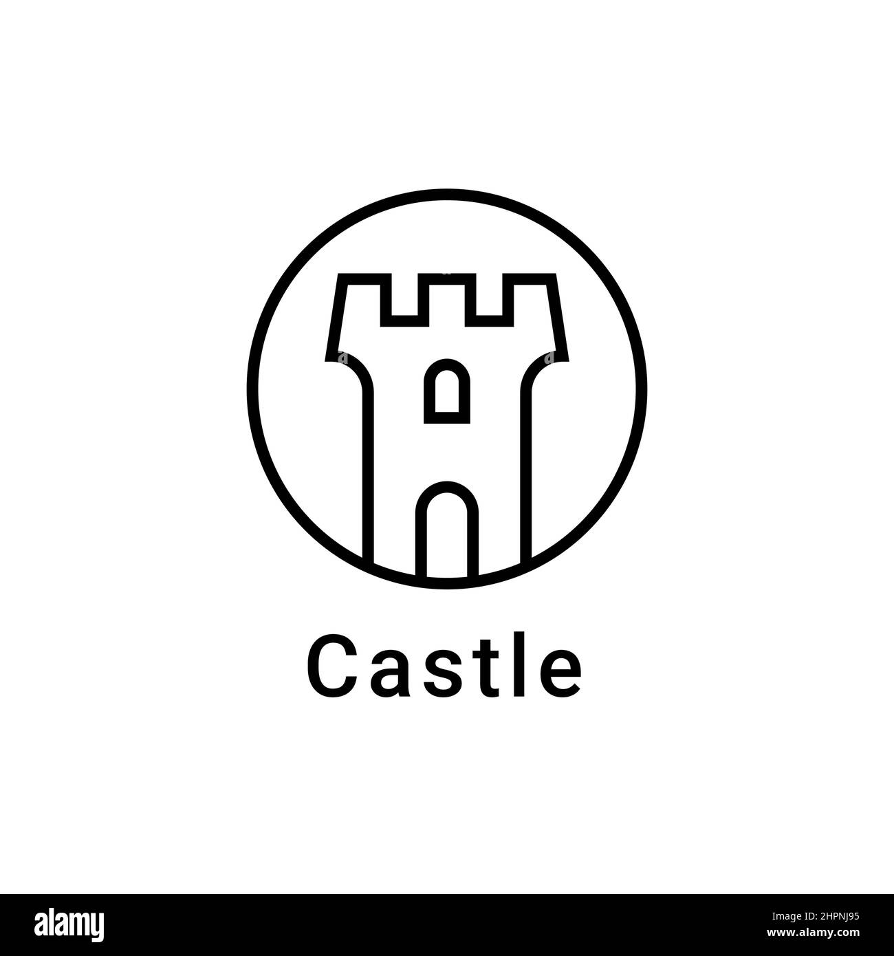 Castle vector icon fort line symbol tower. Castle tower logo stronghold ...