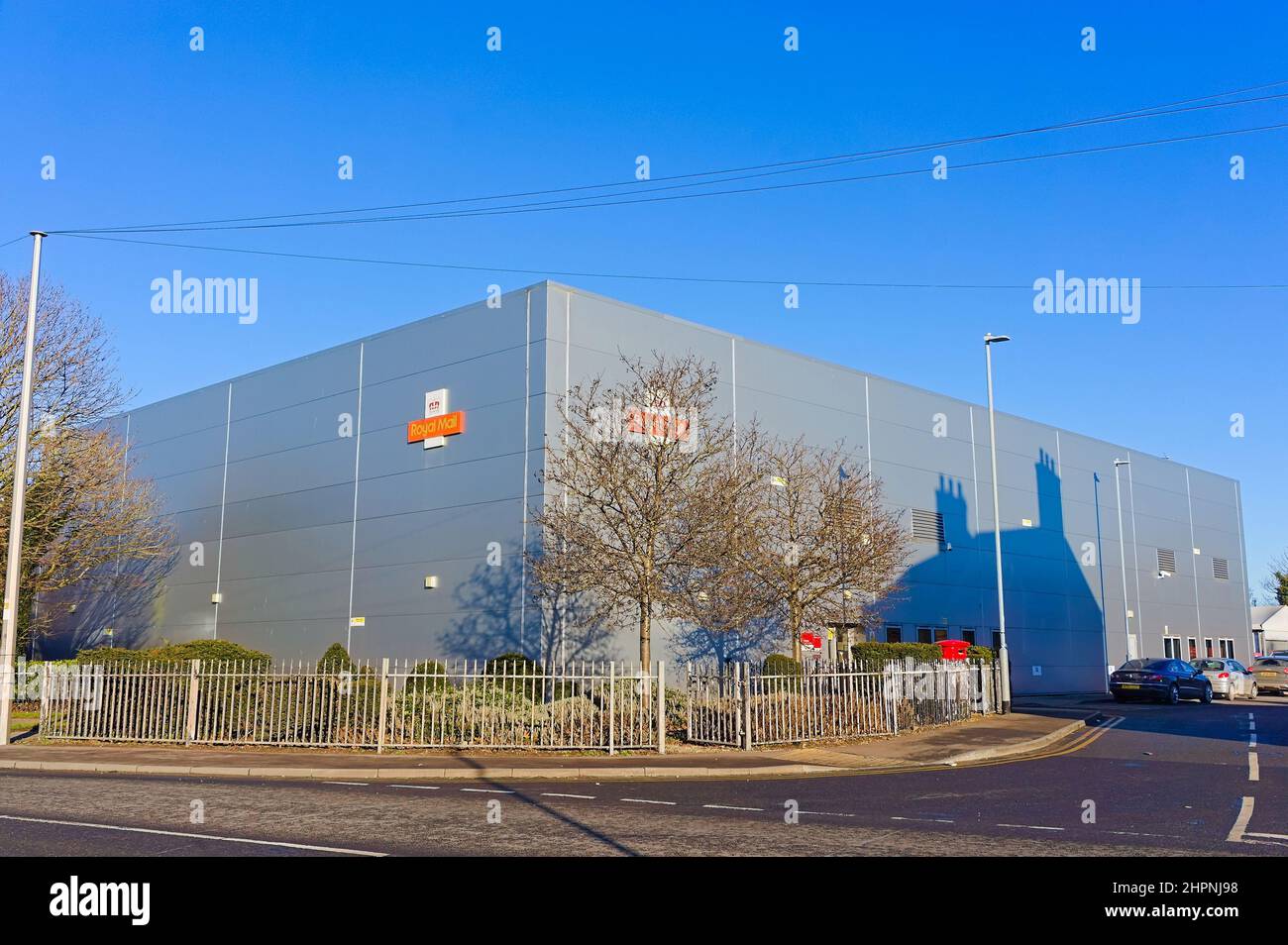 Royal mail delivery office in a large steel clad building with no ...