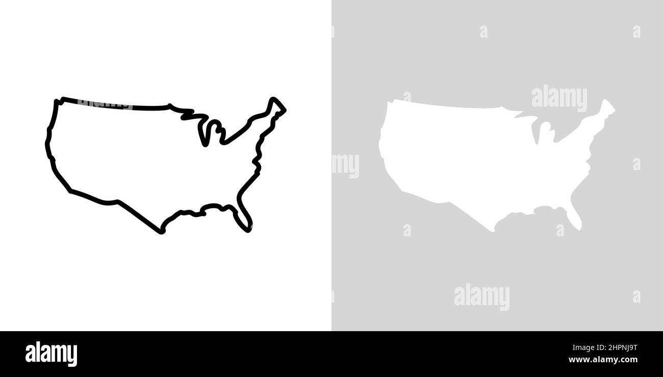 USA line map America outline icon. Vector line art USA silhouette state ...