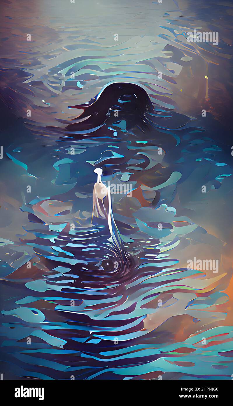 Abstract digital painting interpreting water and its irregular shapes ...