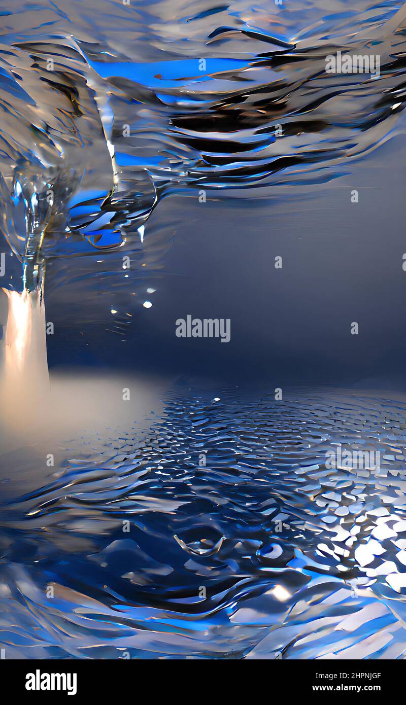 Abstract digital painting interpreting water and its irregular shapes ...