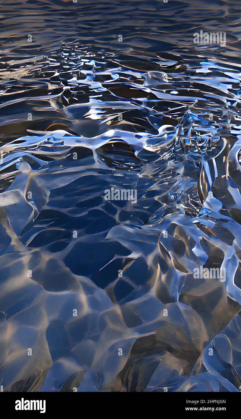 Abstract digital painting interpreting water and its irregular shapes ...