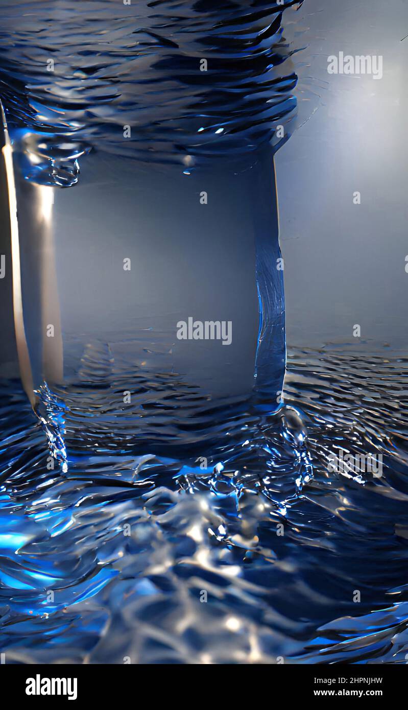 Abstract digital painting interpreting water and its irregular shapes ...