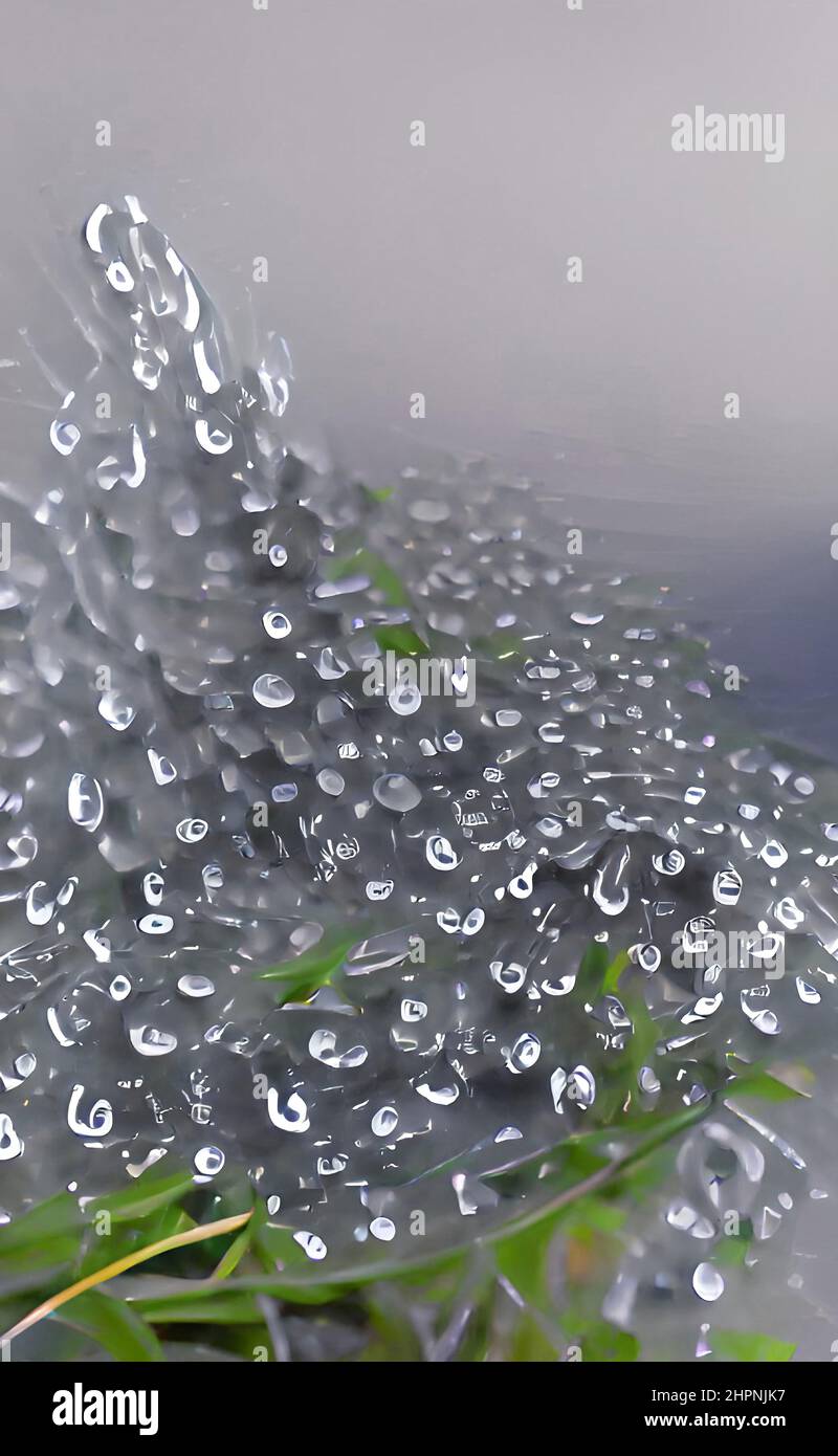 Abstract digital painting of dew at sunrise. Modern art creative ...