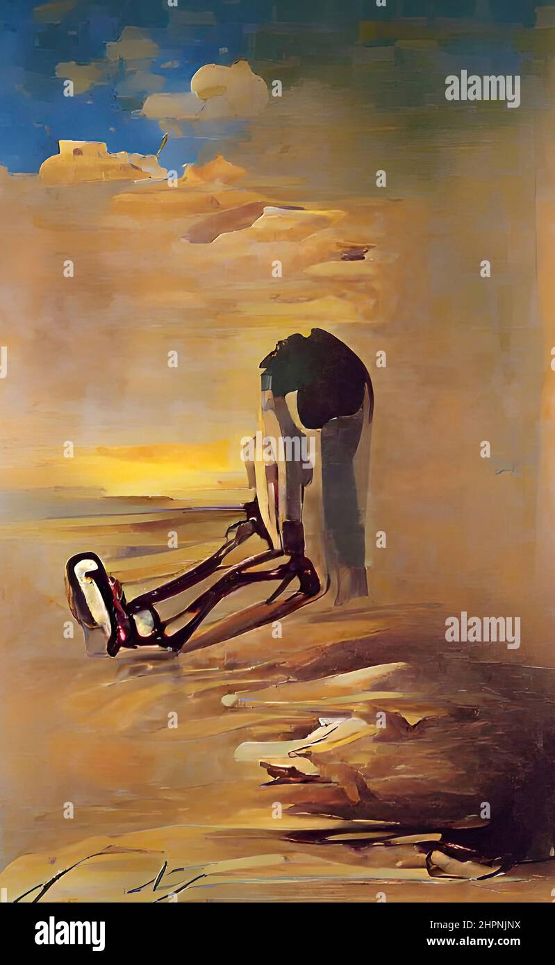 Abstract digital painting; human loneliness. Modern art creative ...