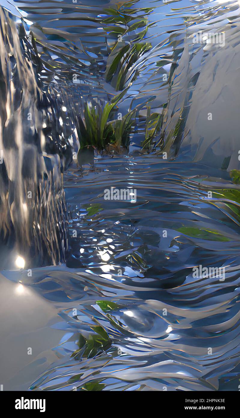 Abstract digital painting interpreting water and its irregular shapes ...