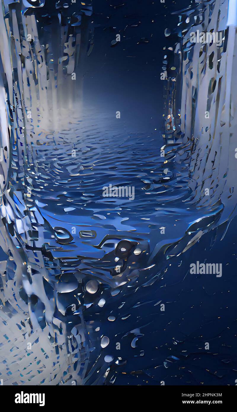 Abstract digital painting interpreting water and its irregular shapes ...