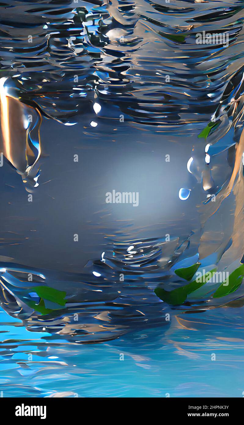 Abstract digital painting interpreting water and its irregular shapes ...