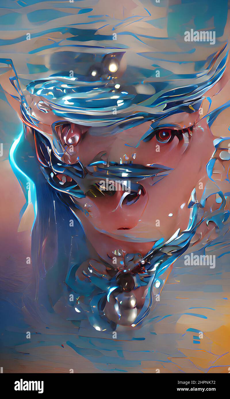 Abstract digital painting interpreting water and its irregular shapes ...