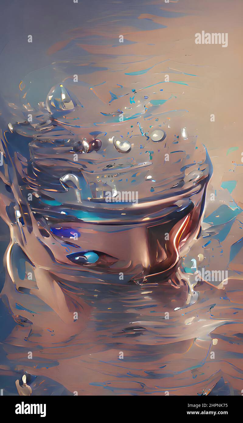 Abstract digital painting interpreting water and its irregular shapes ...