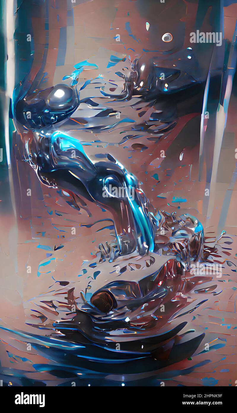 Abstract digital painting interpreting water and its irregular shapes ...