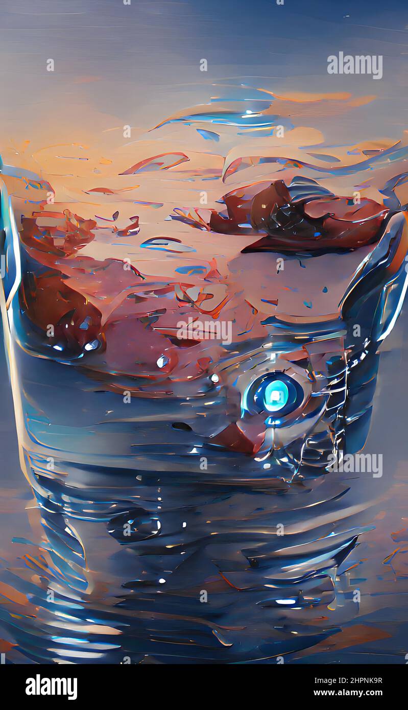 Abstract digital painting interpreting water and its irregular shapes ...