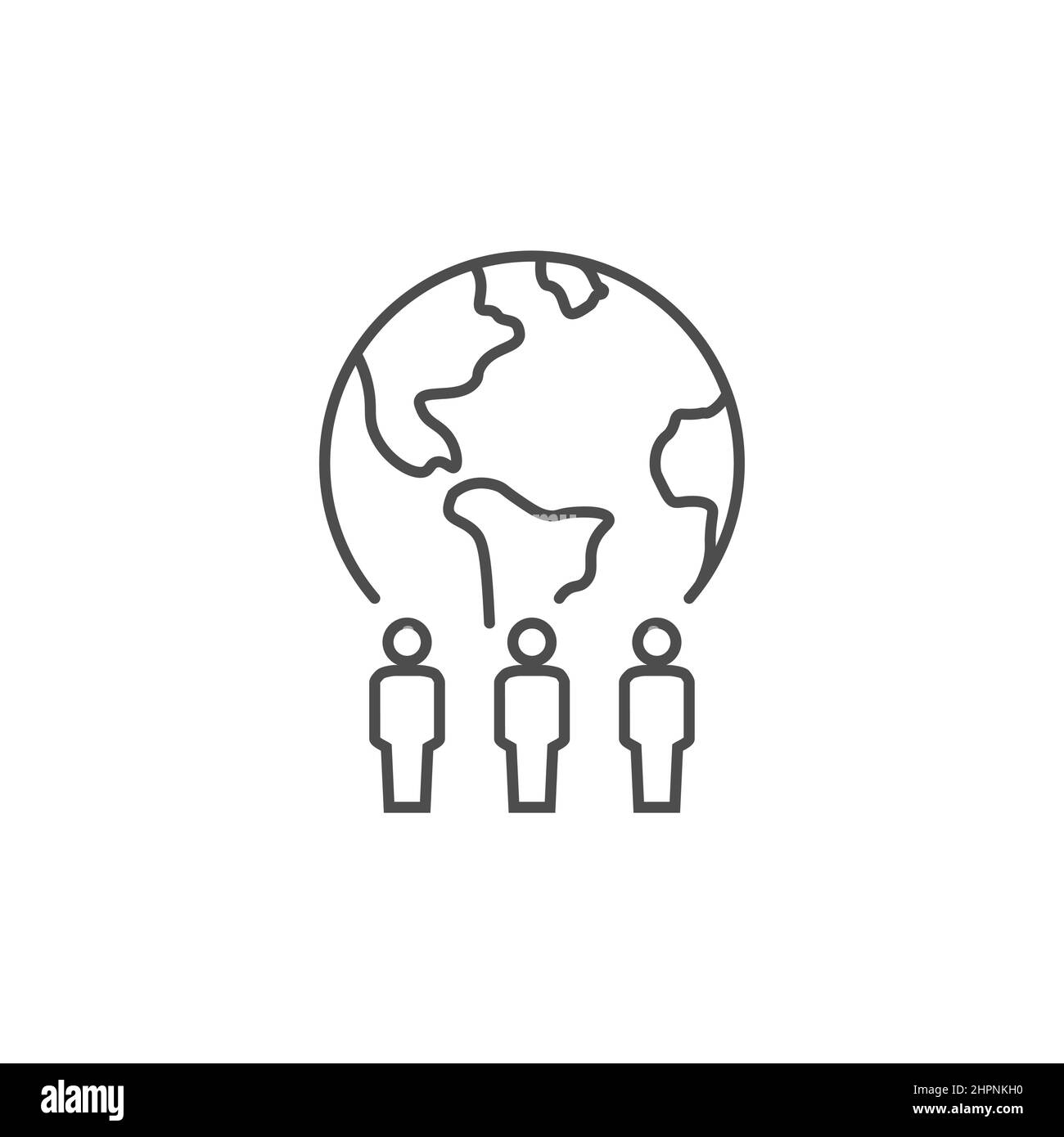 Community people icon global team world. Team globe people line icon ...