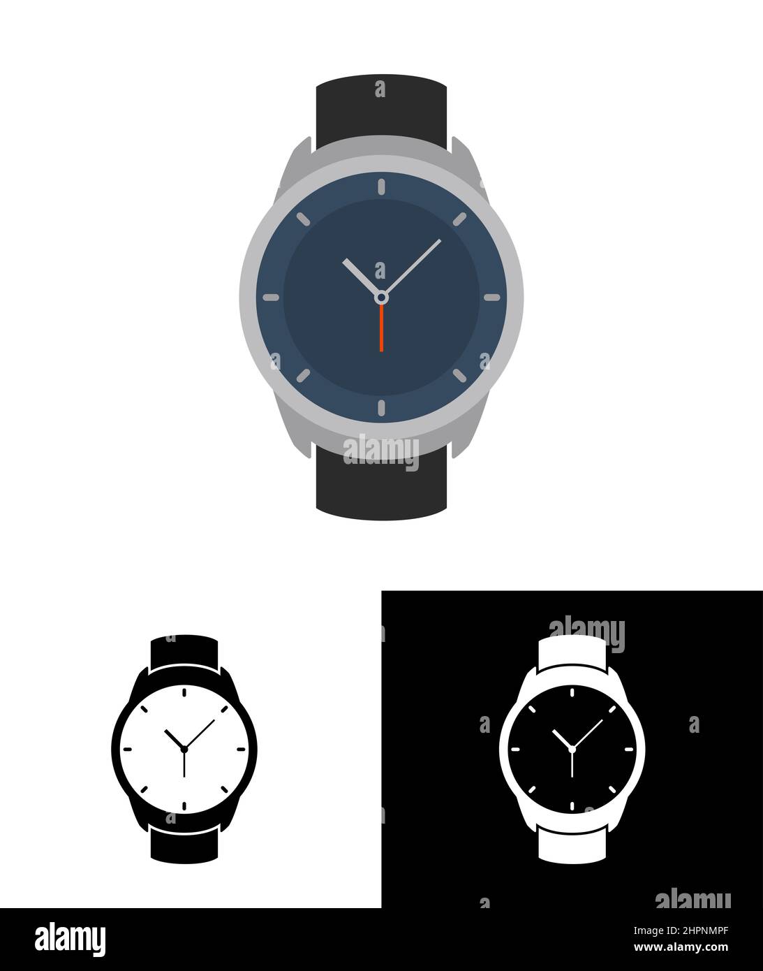 Vector wrist watch icon. Wristwatch hand clock illustration for men ...